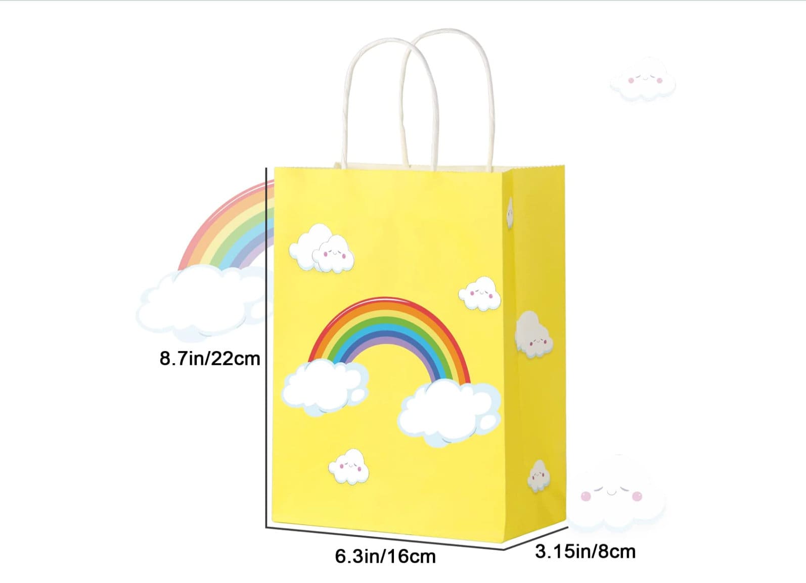 32 PCS Rainbow Theme Party Treats Bags Cloud Printed Favor Paper Goody ...