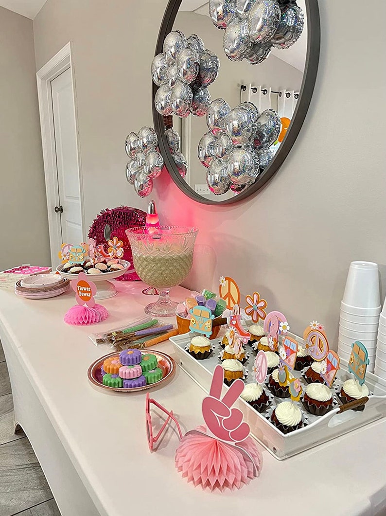 Groovy Centerpieces Two Groovy Party Groovy One Flower Power Birthday ...