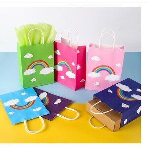 32 PCS Rainbow Theme Party Treats Bags Cloud Printed Favor Paper Goody ...