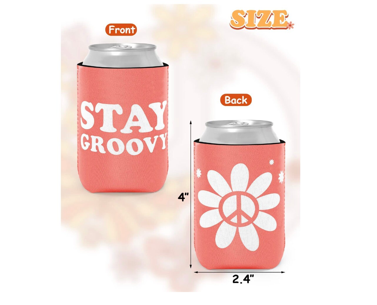 12 PC Groovy Retro Hippie Boho Party Can Cooler Koozies Bachelorette ...