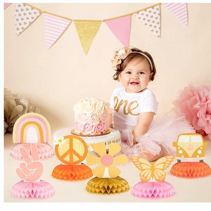 Groovy Centerpieces Two Groovy Party Groovy One Flower Power Birthday ...