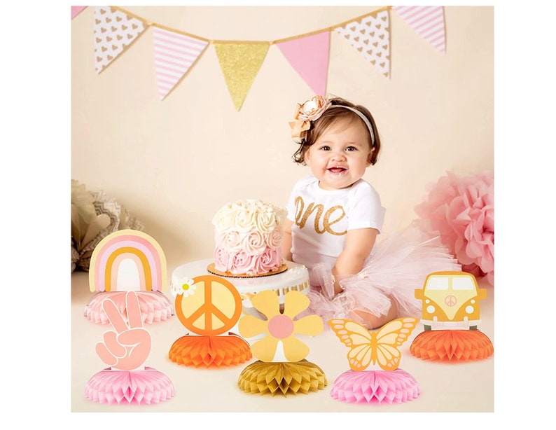 Groovy Centerpieces Two Groovy Party Groovy One Flower Power Birthday ...