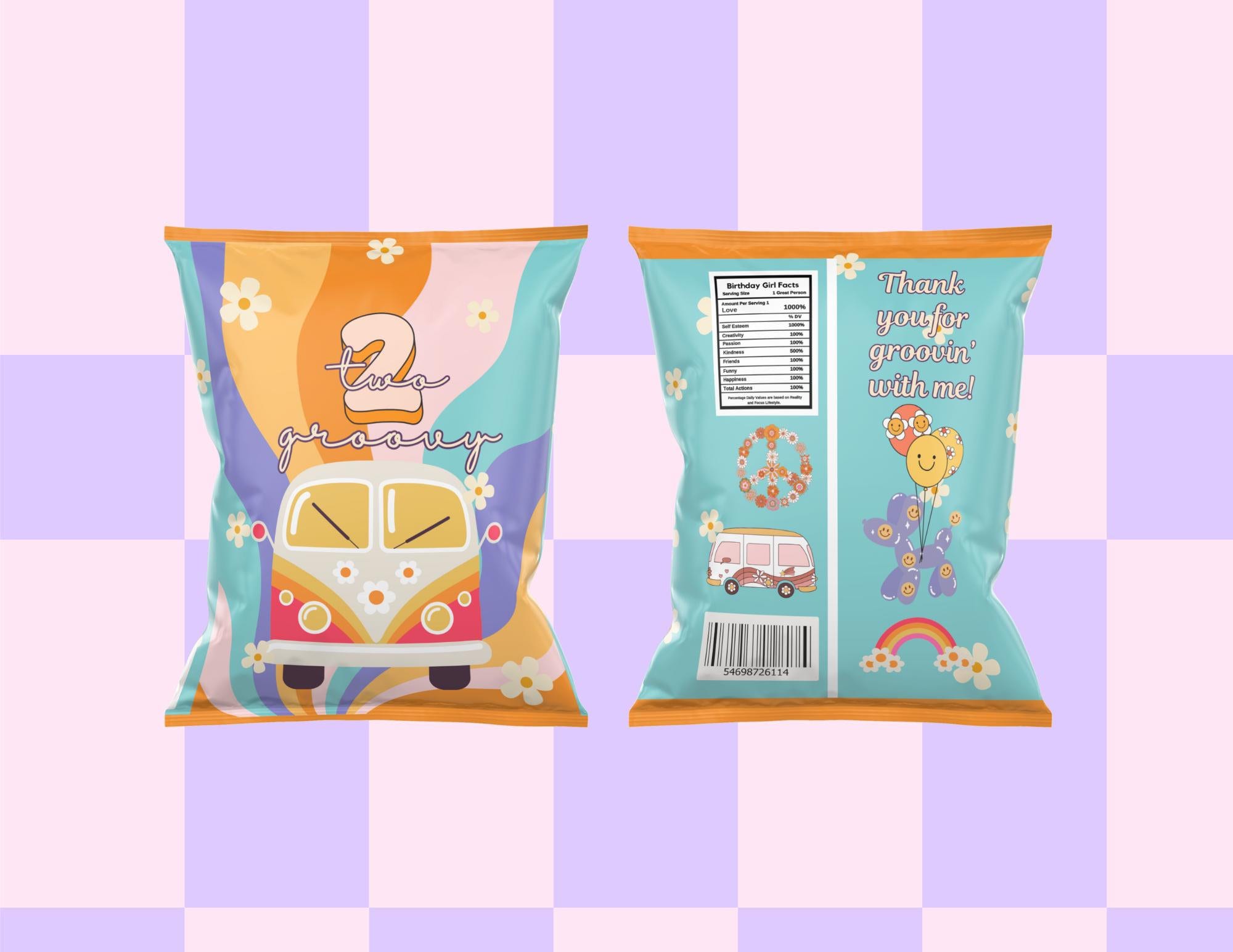 Groovy Party Chip Bags, 70s Retro Birthday Favor Bags, Hippie Tie Dye ...