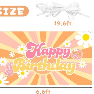 Groovy Retro Hippie Boho Party Happy Birthday Banner Flower Birthday ...