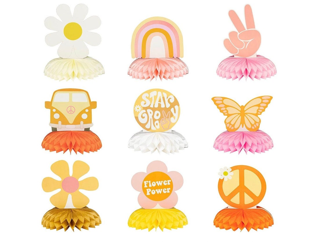 Groovy Centerpieces Two Groovy Party Groovy One Flower Power Birthday ...