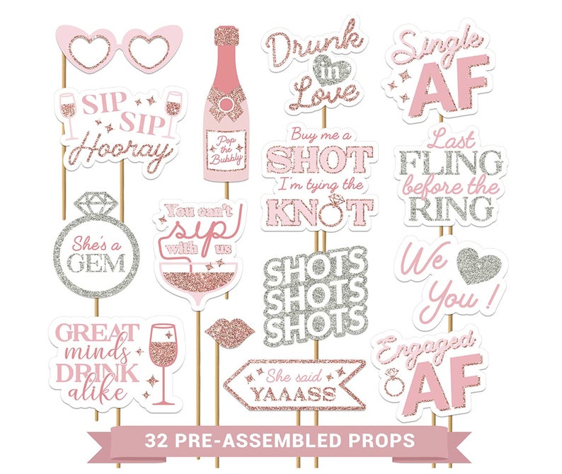 Bachelorette Photo Booth Props 32 Pieces Bachelorette Party Decorations ...