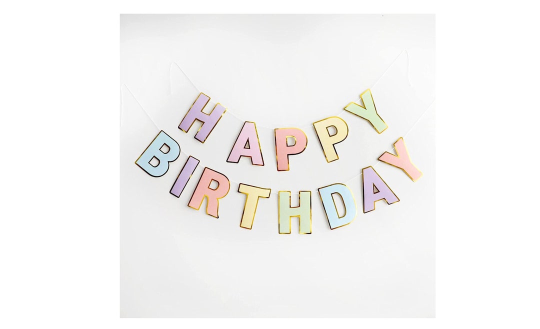 Happy Birthday Pastel Color Banner Pastel Rainbow 1st Birthday ...