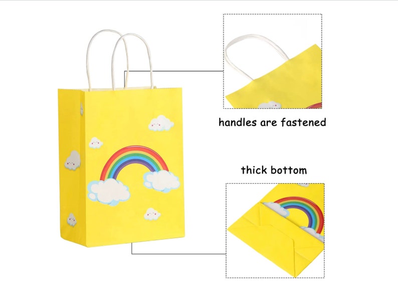 32 PCS Rainbow Theme Party Treats Bags Cloud Printed Favor Paper Goody ...
