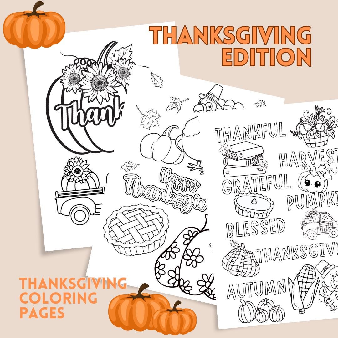 Thanksgiving Coloring Pages Sheets Printable for Kids Games ...