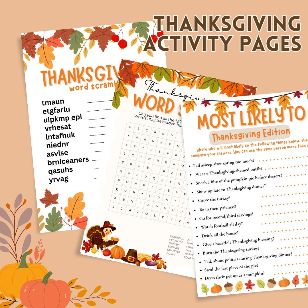 Thanksgiving Word Search Scramble Most Likely to Printable Instant ...