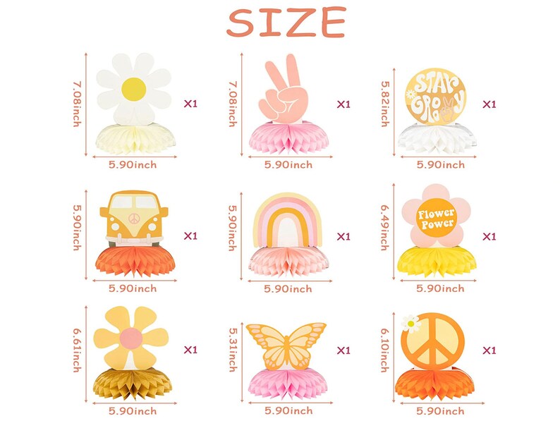 Groovy Centerpieces Two Groovy Party Groovy One Flower Power Birthday ...