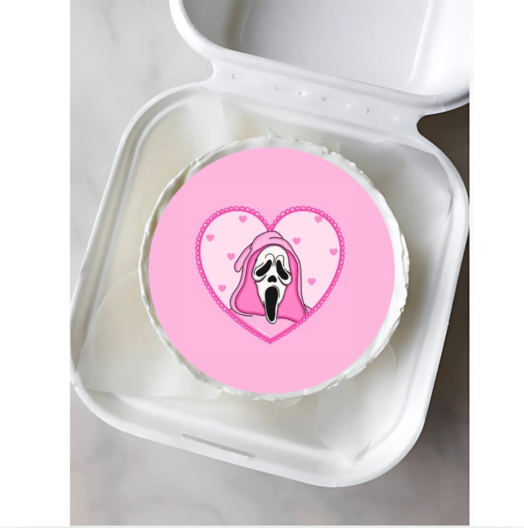 Scream Pink Hearts Cute Halloween Spooky Season Edible Image Icing ...