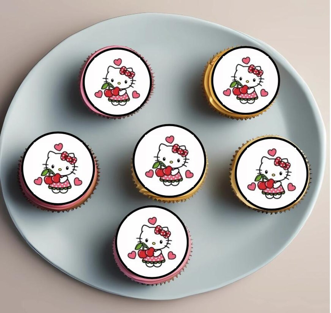 Cherry Hello Kitty Edible Sugar Sheet for Cupcakes, Cookies, Oreos ...