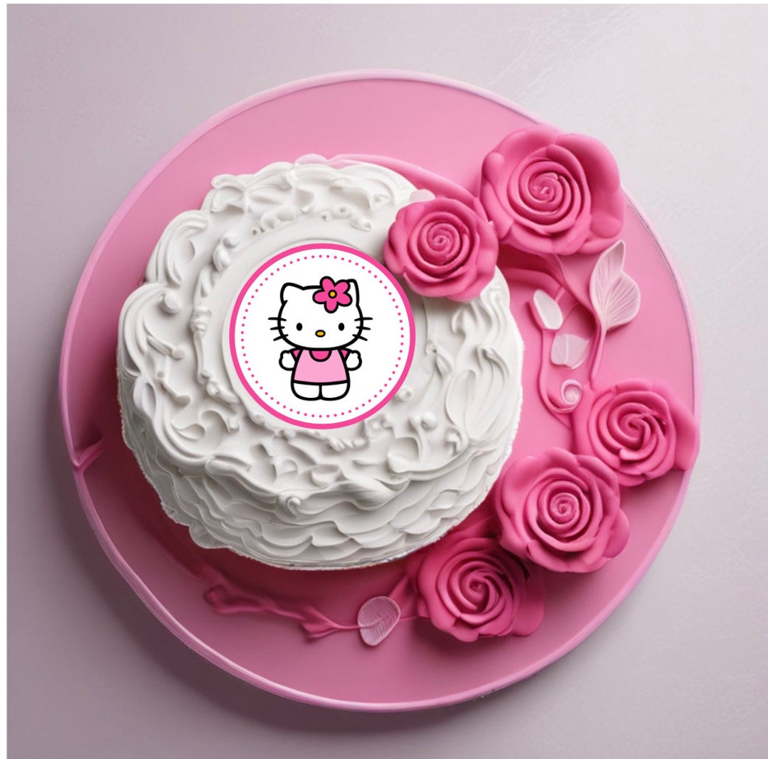 Pink Hello Kitty Edible Image Icing Sugar Sheet for Cakes 4, 6, 7.5 ...