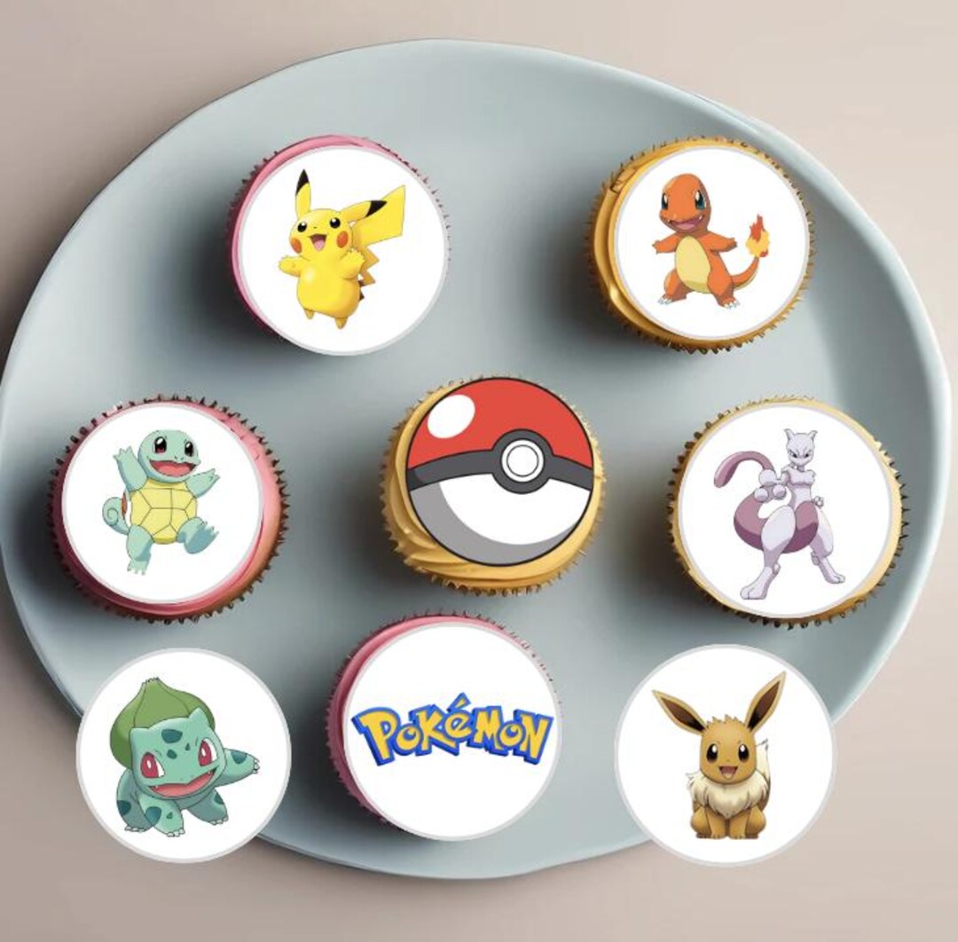 Pokemon Edible Sugar Sheet for Cupcakes, Cookies, Oreos, Treats 1", 1.5 ...