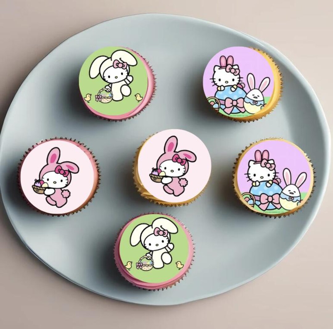 Hello Kitty Easter Spring Easter Bunny Eggs 1, 1.5 or 2 Rounds Printed ...