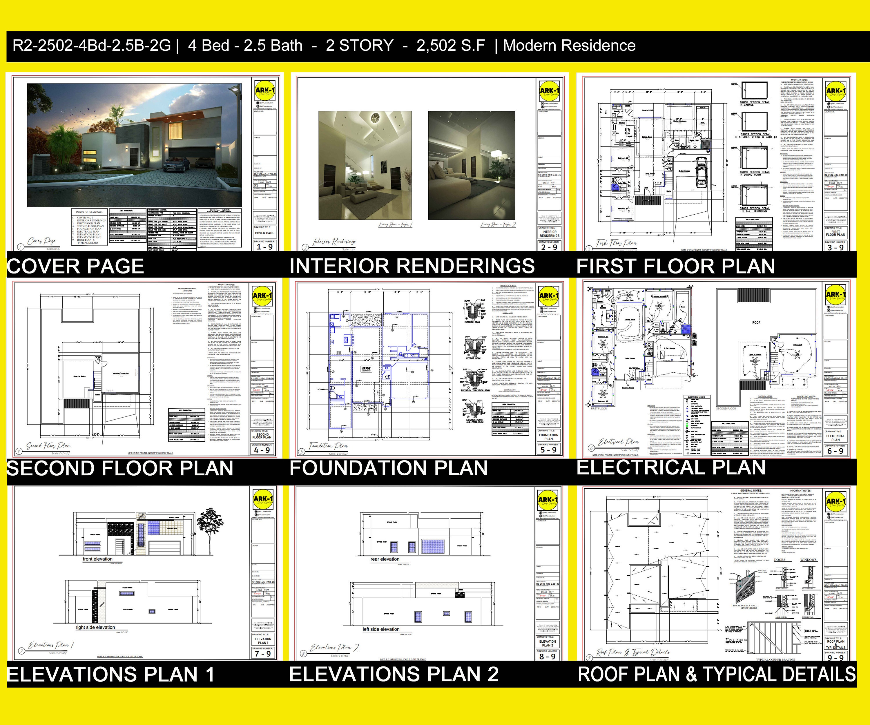 House Plan Modern Residence | 4 Bedroom 2.5 Bathroom | 2 Story | 2,502 ...