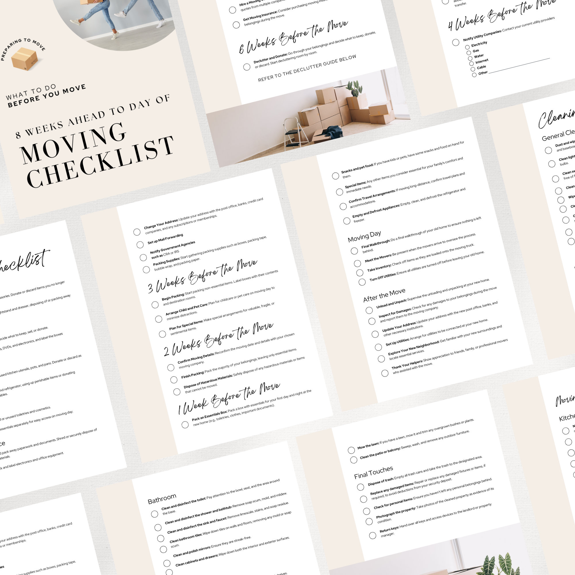 Moving Checklist Guide, Declutter Planner, Preparing to Move Printable ...