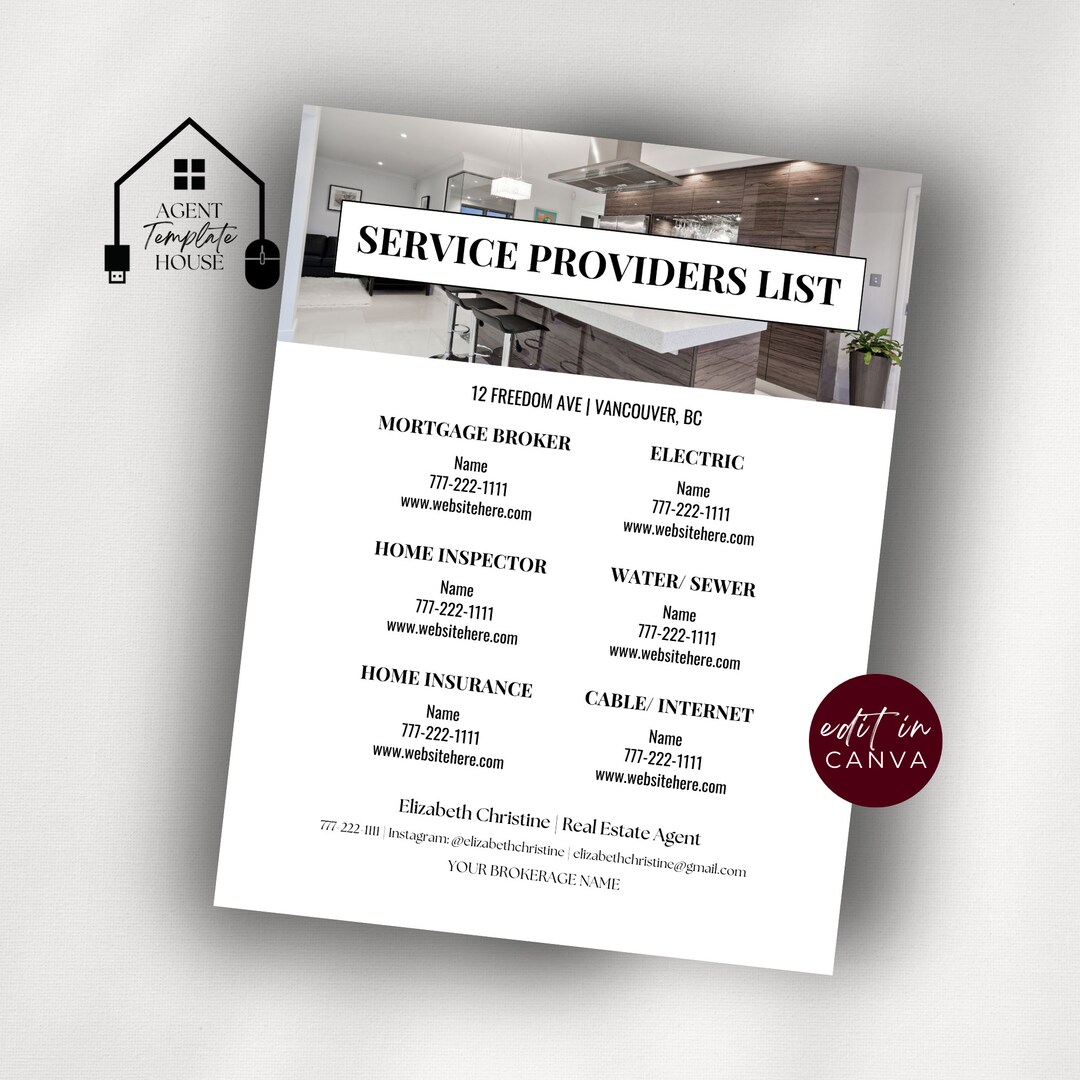 Service Providers List, Real Estate Trusted Vendors, Utility Providers ...