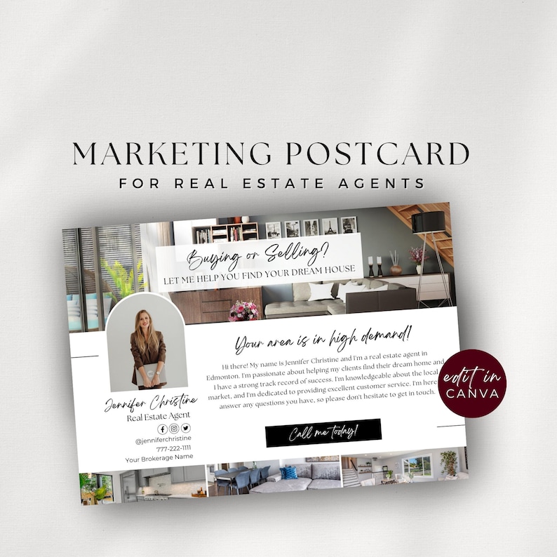Real Estate Postcard, Real Estate Mailer, Canva Template, Realtor ...