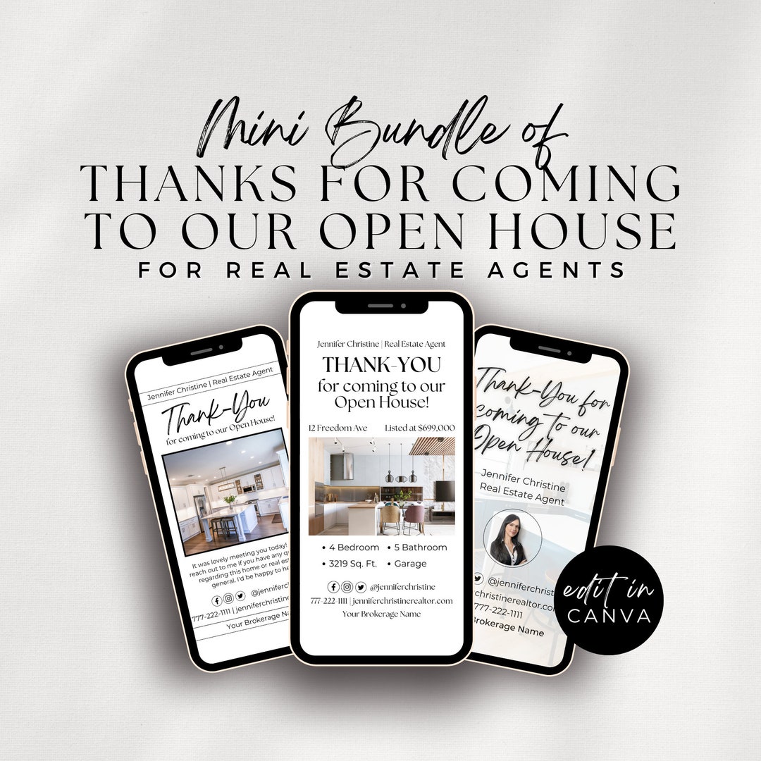 Open House Thank You for Coming Bundle, Open House Marketing, Digital Textable Thank You ...