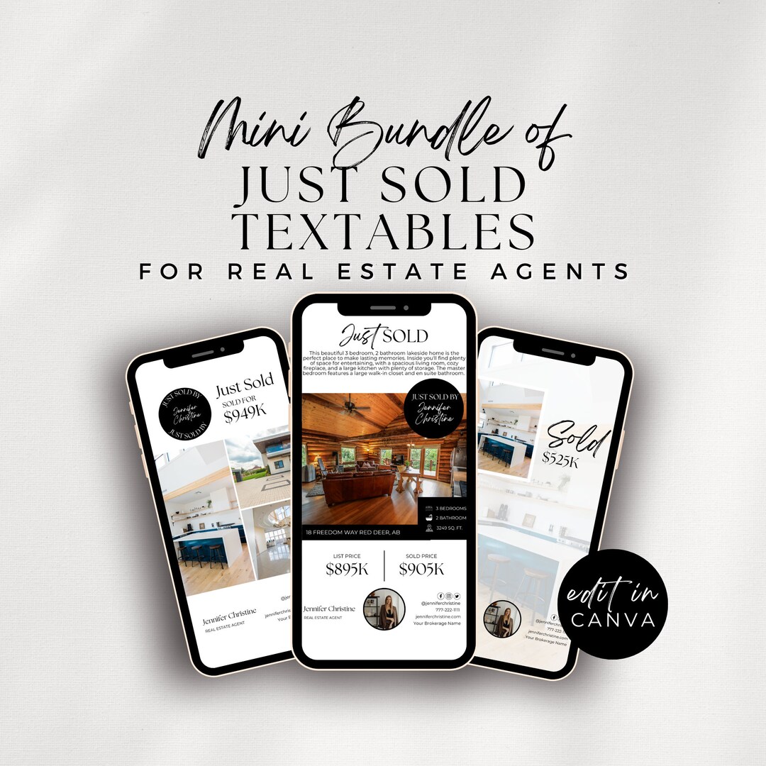 Just Sold Textable or Post Bundle, Just Sold Templates, Real Estate ...
