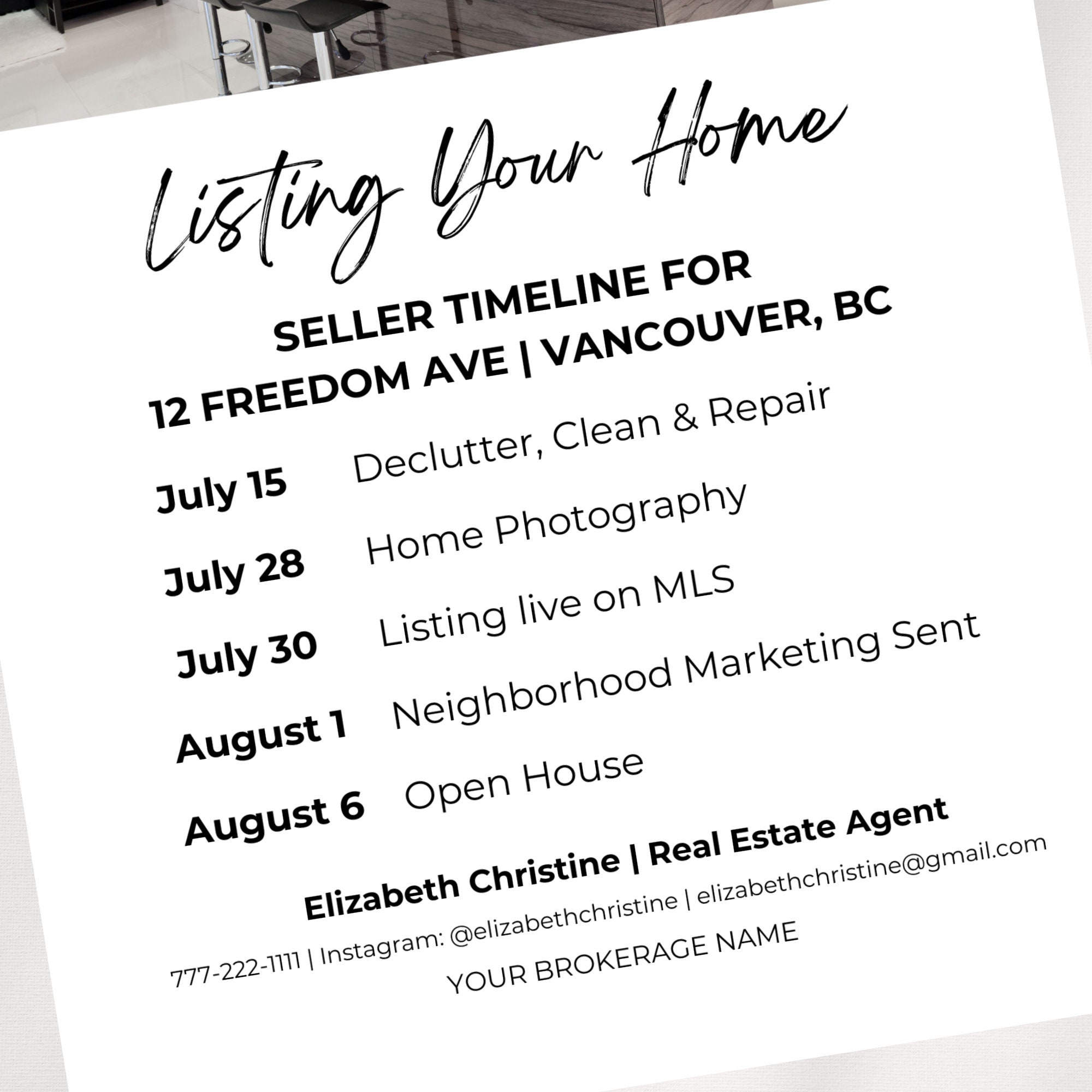 Seller Timeline, Closing Checklist, Listing Timeline, Escrow Timeline ...