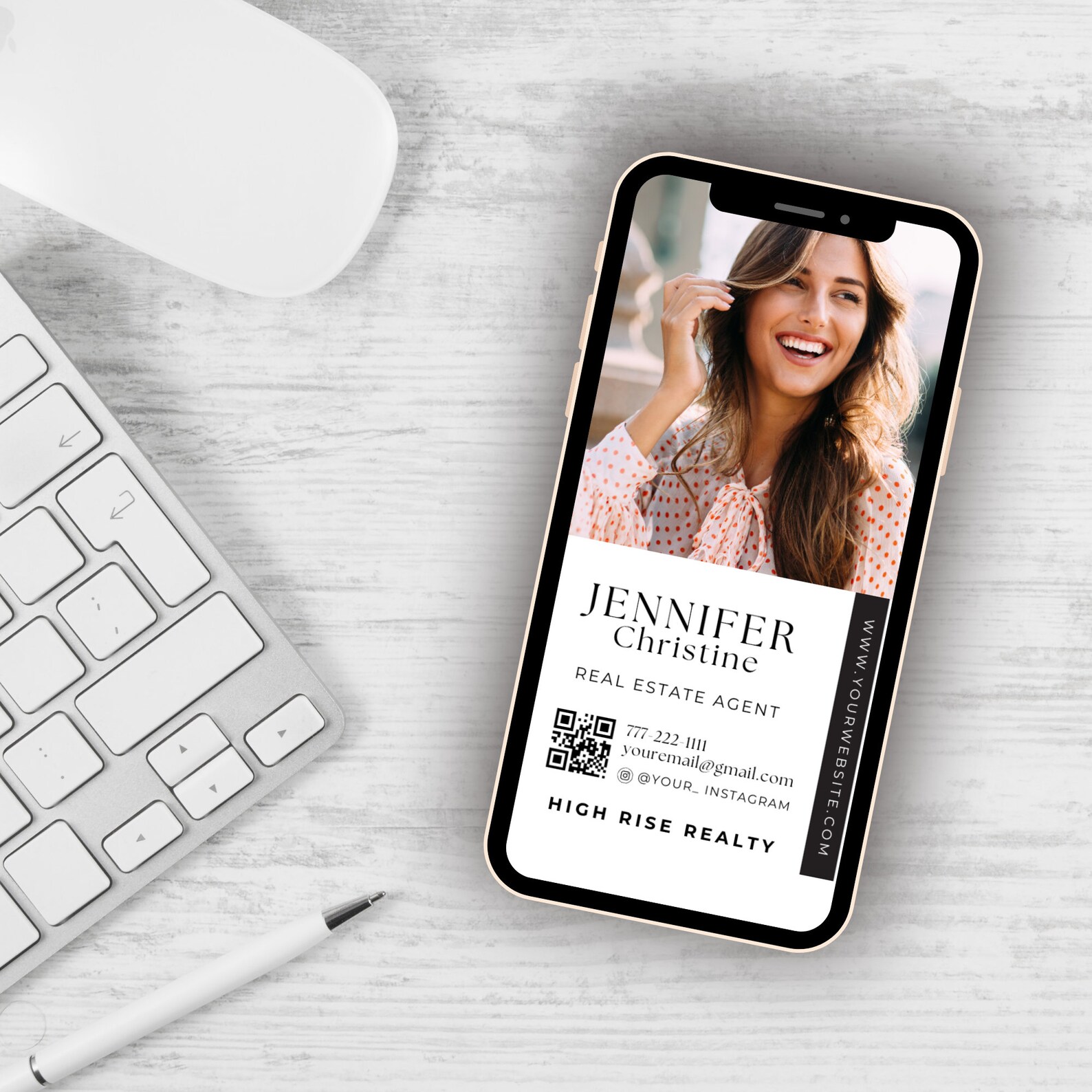 Vertical Real Estate Business Card With QR Code, Realtor Templates ...