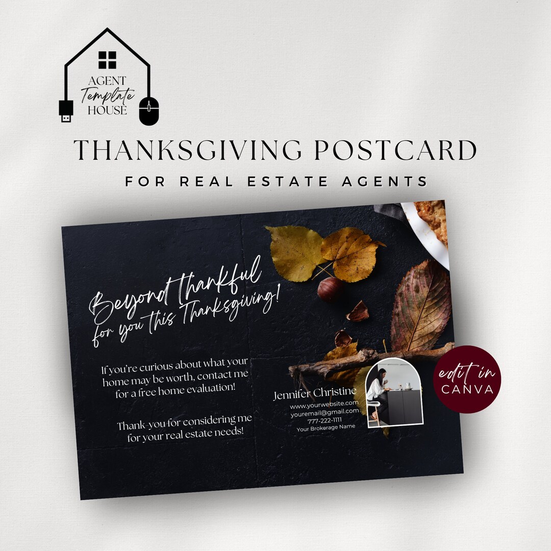 Thanksgiving Real Estate Postcard, Fall Real Estate Postcard, Thank You ...