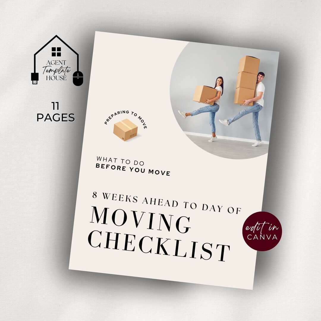 Moving Checklist Guide, Declutter Planner, Preparing to Move Printable ...