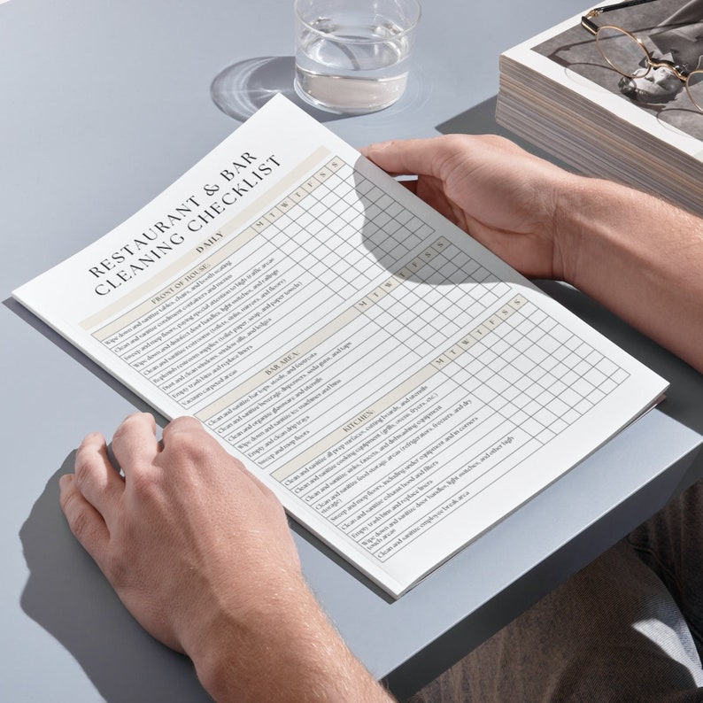 Restaurant Cleaning Checklist, Bar Cleaning List Printable, Commercial ...