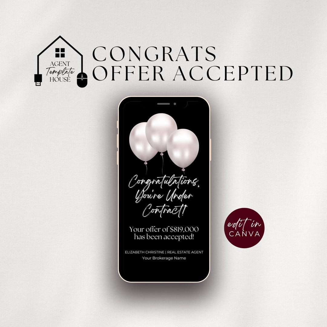 Offer Accepted Congrats Under Contract, Pending Sale From Real Estate ...