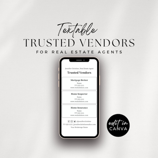 Preferred Vendor List Template - Etsy