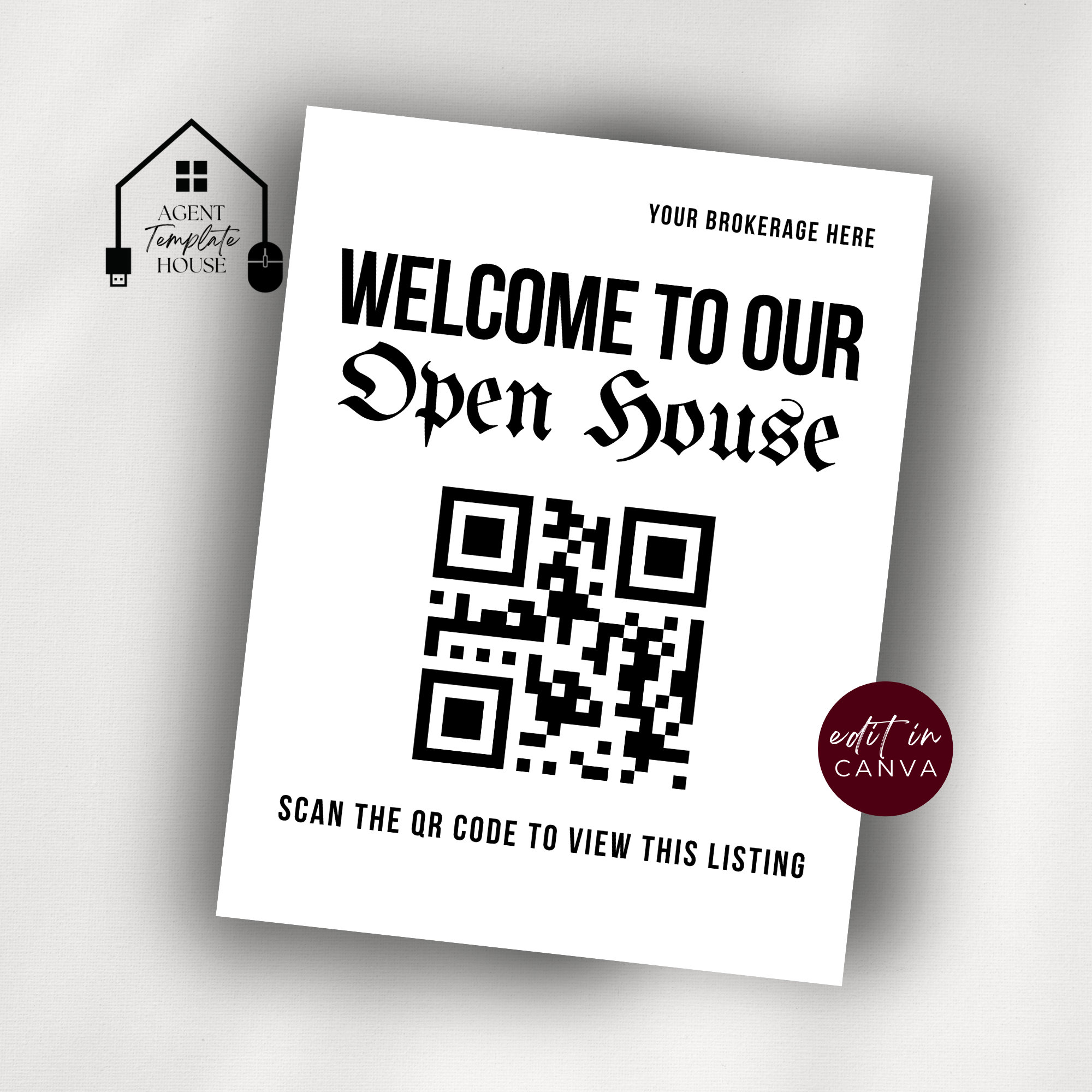 Open House Welcome Sign With QR Code, Open House Sign, Open House ...