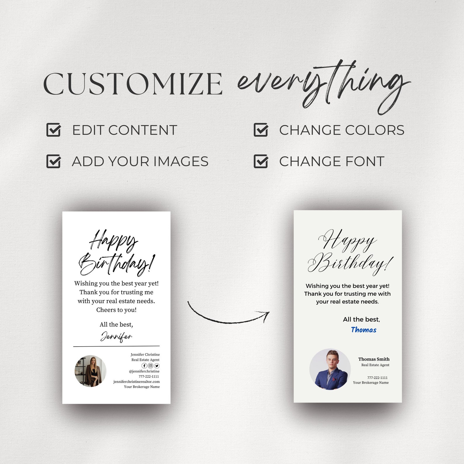 Happy Birthday Client Textable Bundle for Real Estate Agents, Client ...