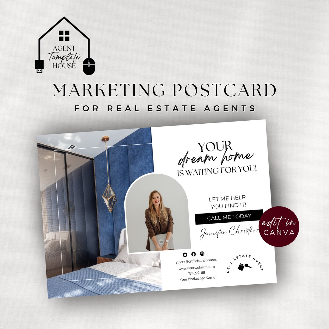 Real Estate Postcard, Real Estate Mailer, Canva Template, Realtor ...