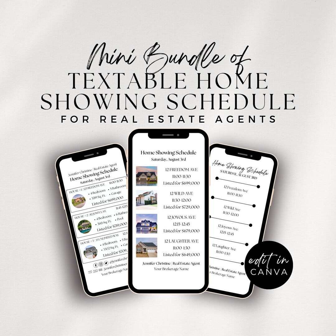 House Showing Schedule Bundle, Digital Showing Itinerary, House Hunting ...