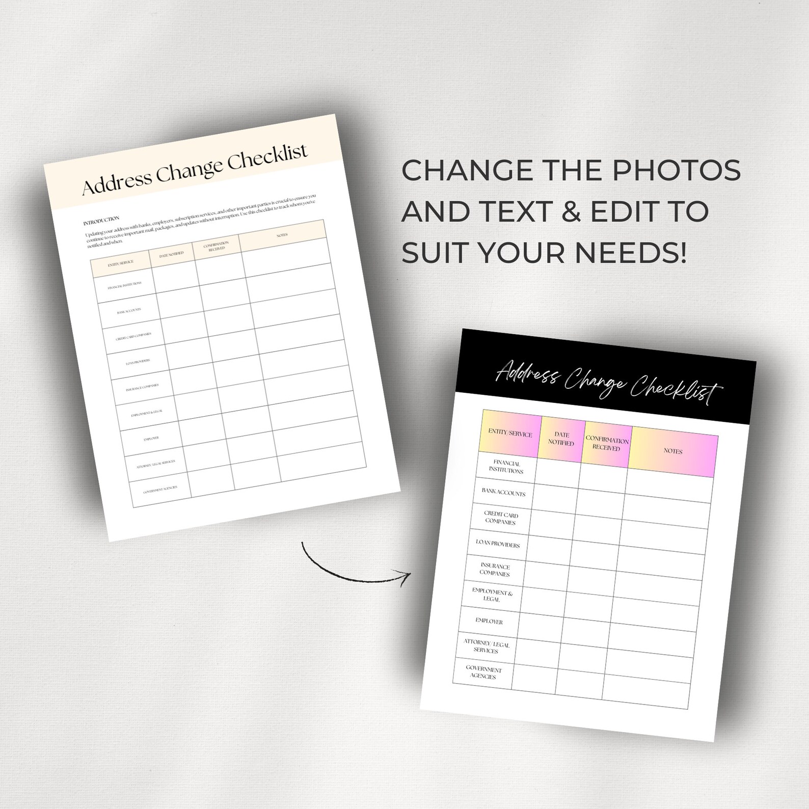 Address Change Checklist, Mail Forwarding List, New Address ...