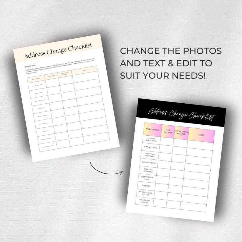 Address Change Checklist, Mail Forwarding List, New Address ...