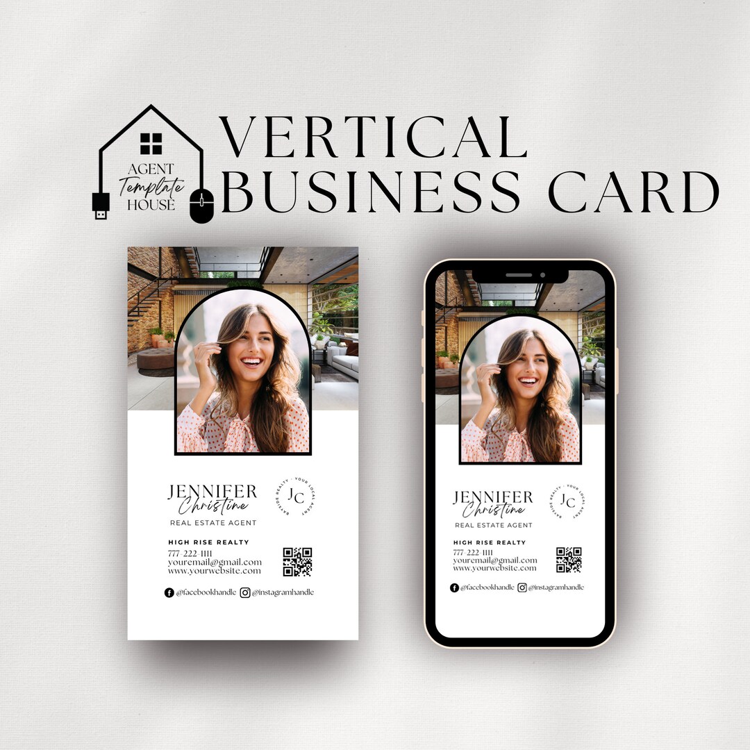Vertical Real Estate Business Card With QR Code, Realtor Client Gift ...