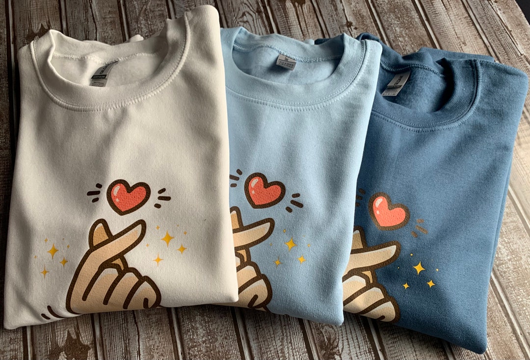 Saranghae Sweatshirt and Hoodies | K-pop Sweatshirt| Finger Heart| K ...