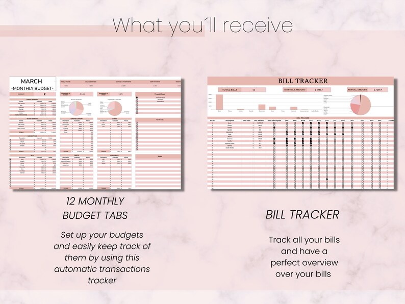 Bill Tracker Google Sheets Spreadsheet Template, Monthly Budget Planner ...