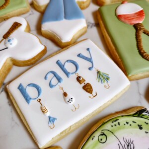 Gone Fishing Baby Shower Sugar Cookies, Baby Fishing Cookies, First ...