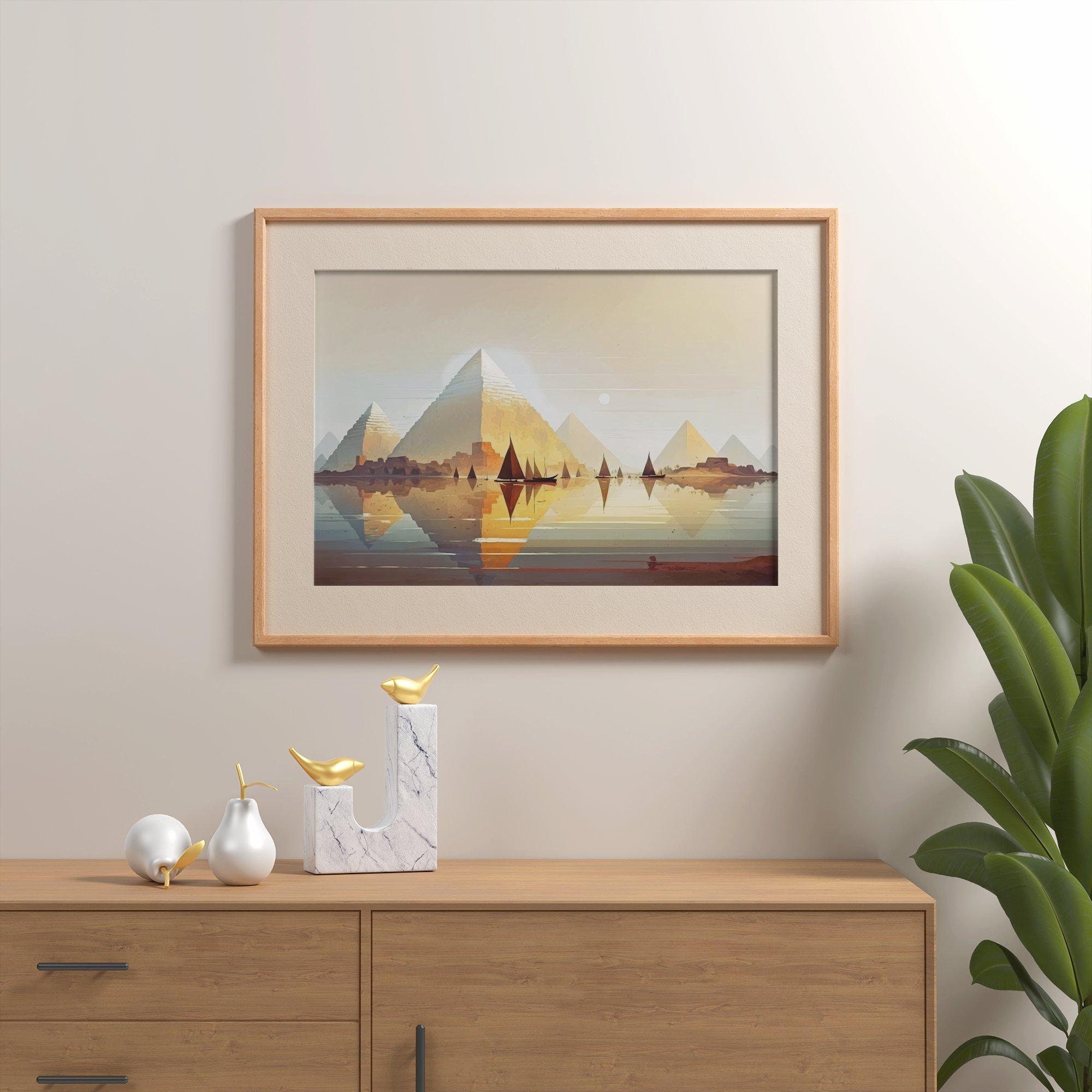 Pyramids of Giza Egypt Watercolor Wall Art Print Ancient Egypt Wall ...