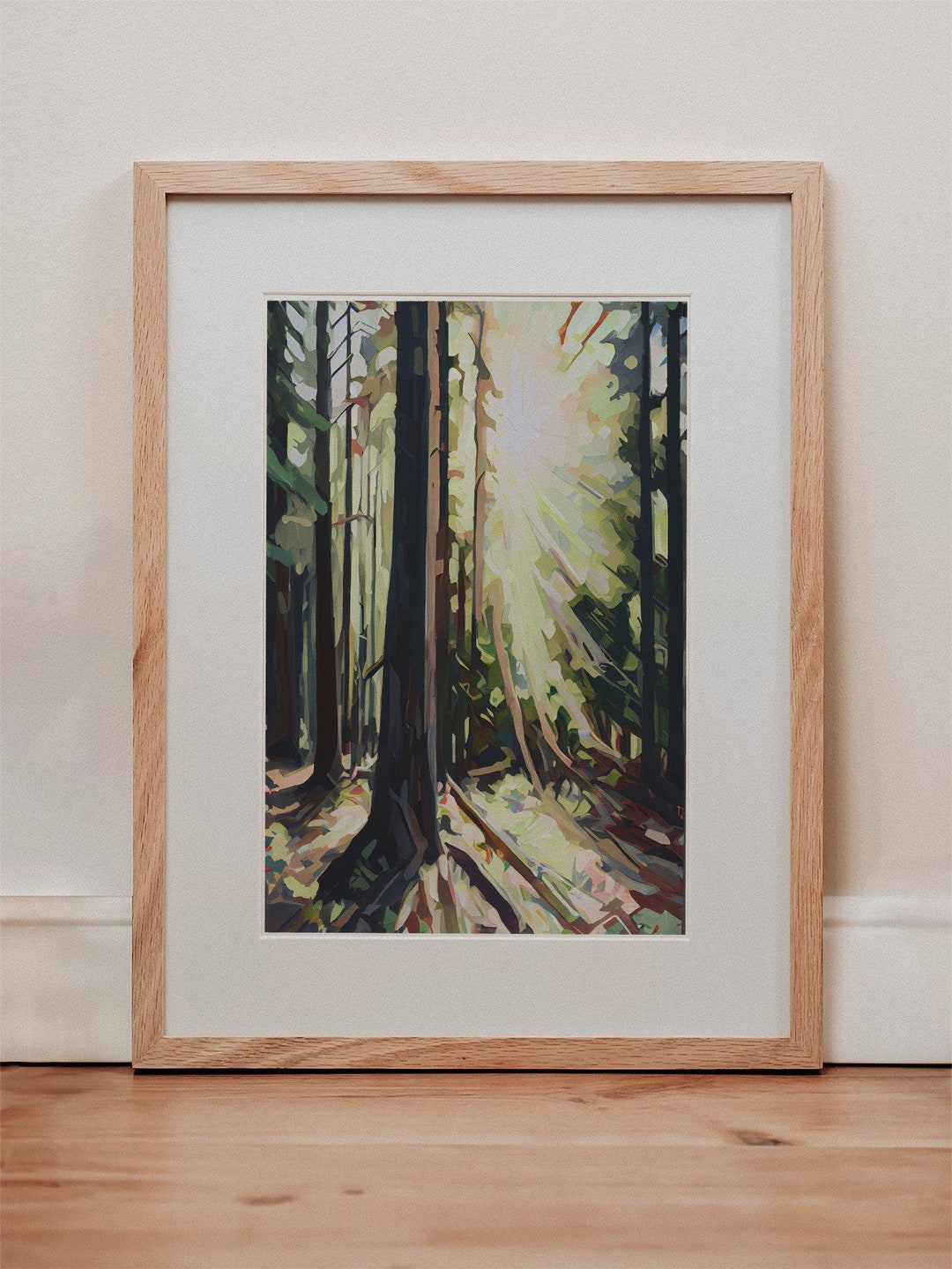 Calming Trees Painting Nature Wall Art Forest Landscape Print Green ...