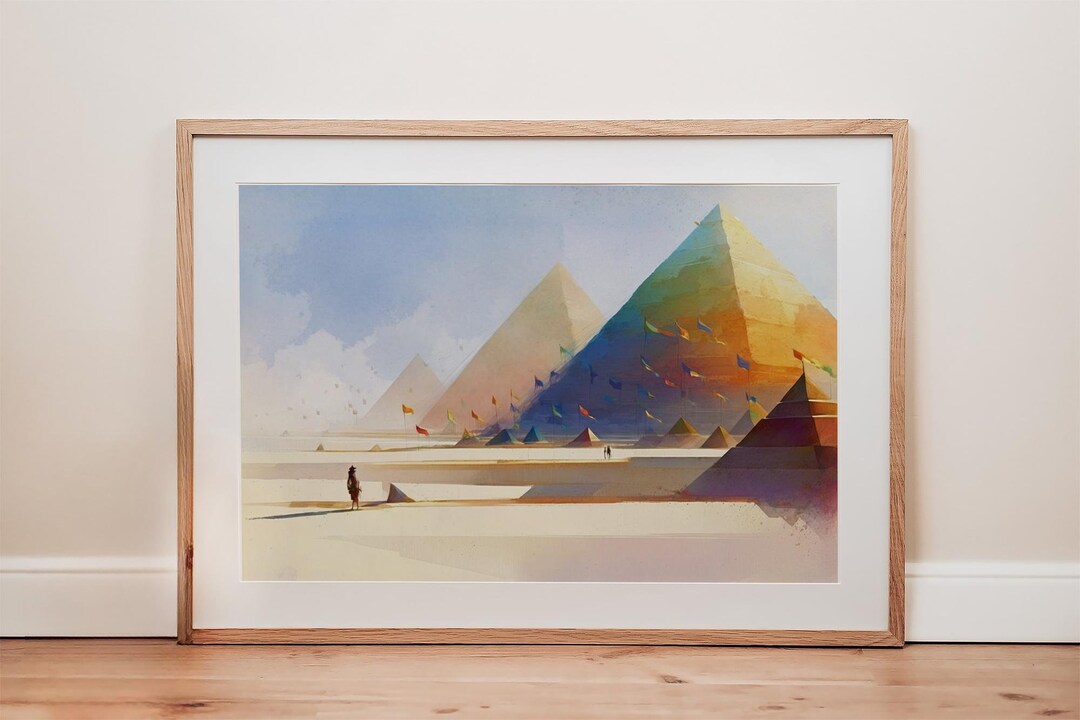 Pyramids of Giza Egypt Watercolor Wall Art Print Ancient Egypt Wall ...