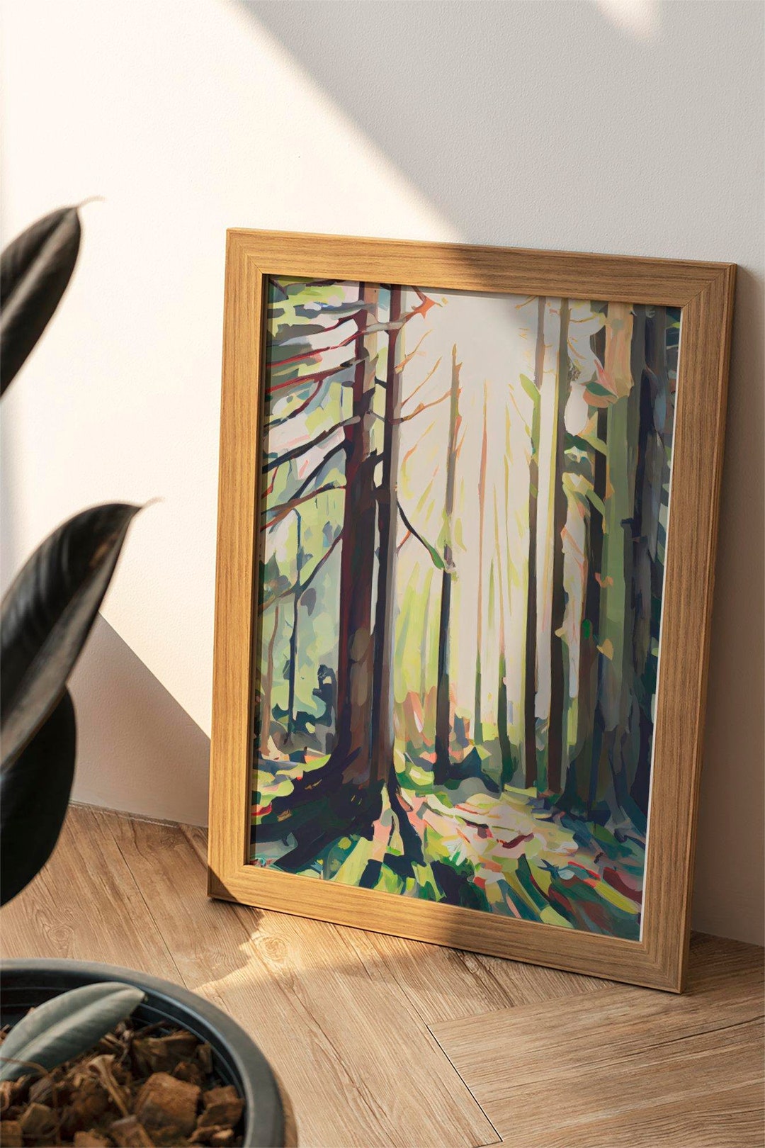 Forest Paint Colors Painting Nature Wall Art Green Home Decor Forest ...