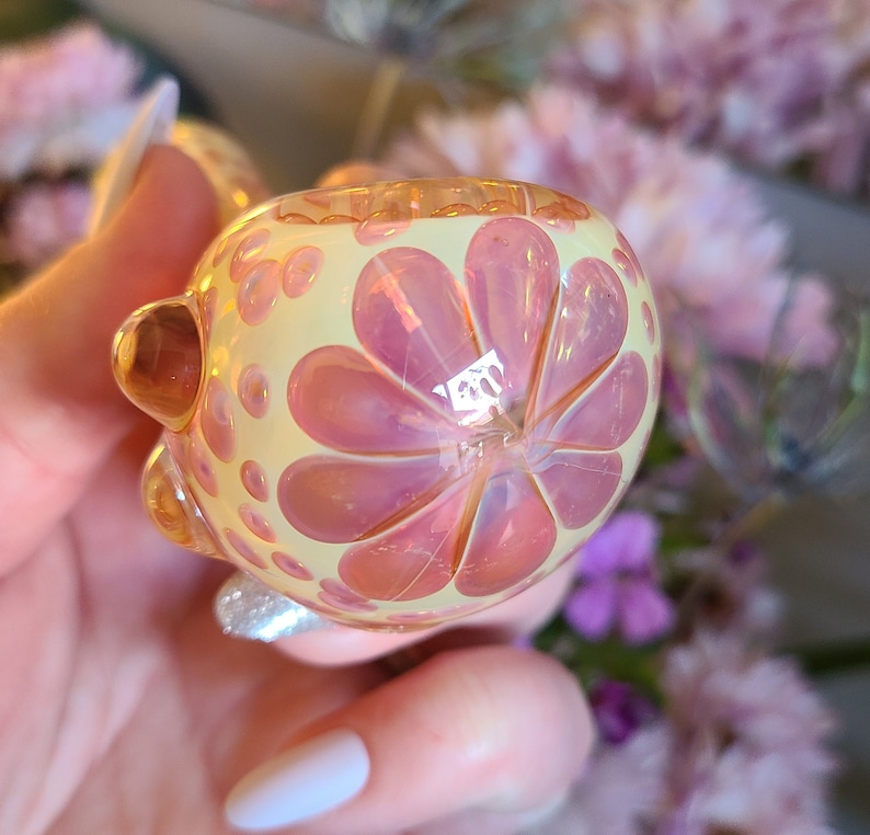 Inside Out Gold Fumed Glass Dotted Spoon With Flower - Etsy