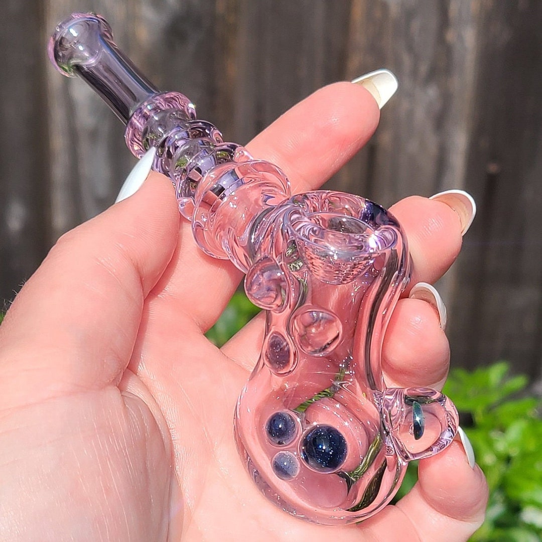 Handmade Translucent Pink, Purple, Grey, Teal, or Blue Hammer Pipe With ...