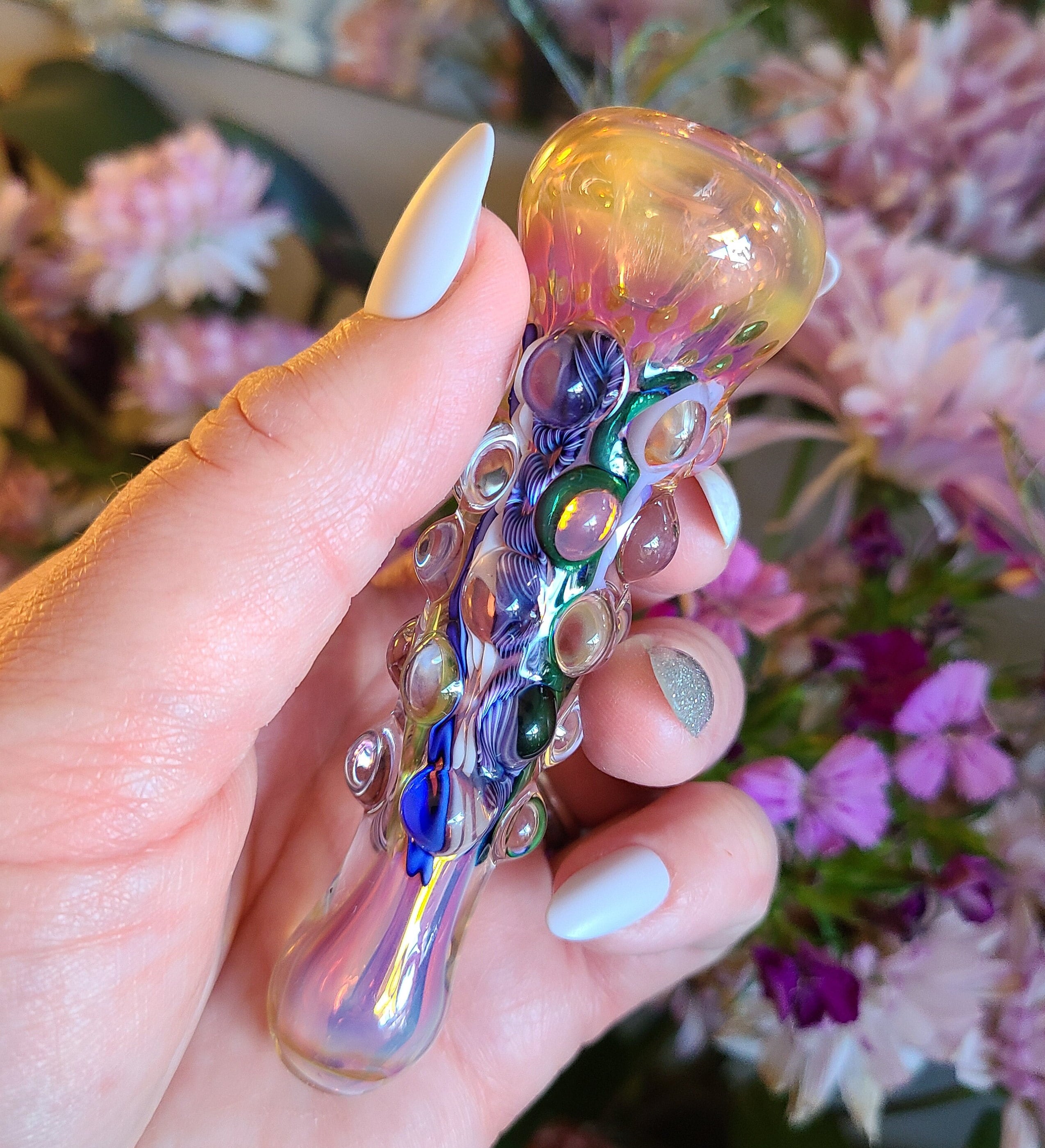 Inside Out Bumpy Chillum One Hitter Glass Pipe With Milli - Etsy